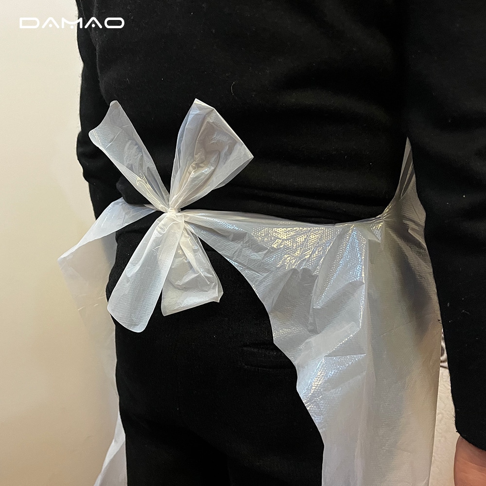 Poly Aprons - White, Light Duty, 28″x47″, 20μm Thickness